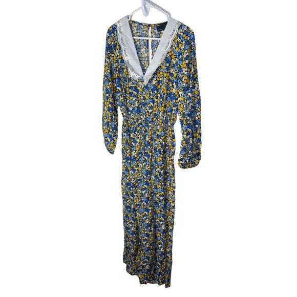 ASOS | Pants & Jumpsuits | Asos Vintage Collar Tea Jumpsuit Size 4 Blue ...